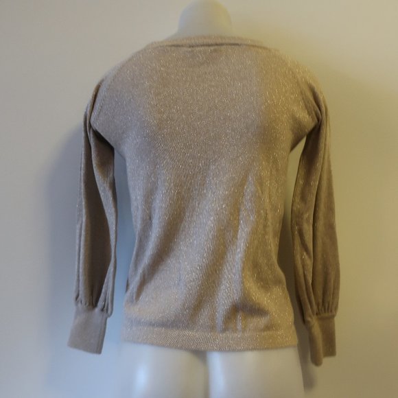 Minnie Rose | Sweaters | Minnie Rose Metallic Gold Keyhole Sweater S ...